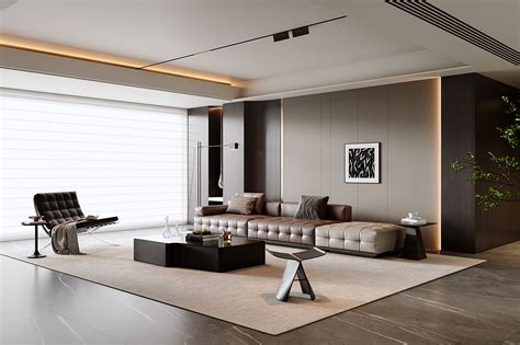 现代意式客厅3d模型 室内设计 拓者设计吧