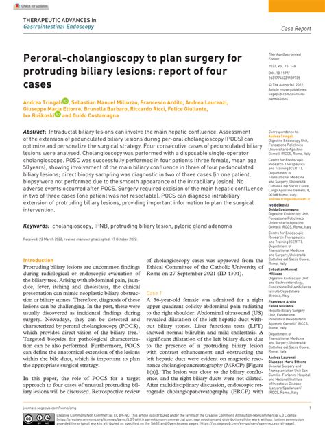 Pdf Peroral Cholangioscopy To Plan Surgery For Protruding Biliary Lesions Report Of Four Cases