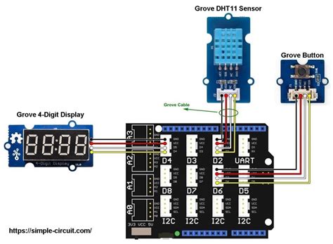 arduino with grove dht11 sensor and 4 digit display