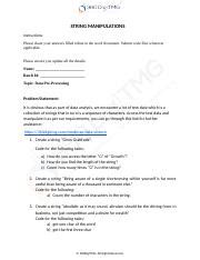 String Manipulation Problem Statement Docx STRING MANIPULATIONS Instructions Please Share