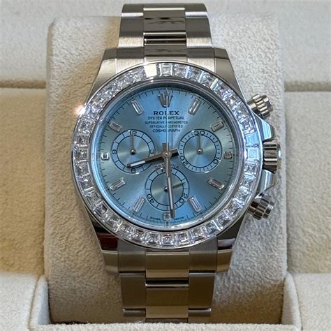Auction 2023 Rolex Daytona Platinum Baguette Diamond Set Ice Blue