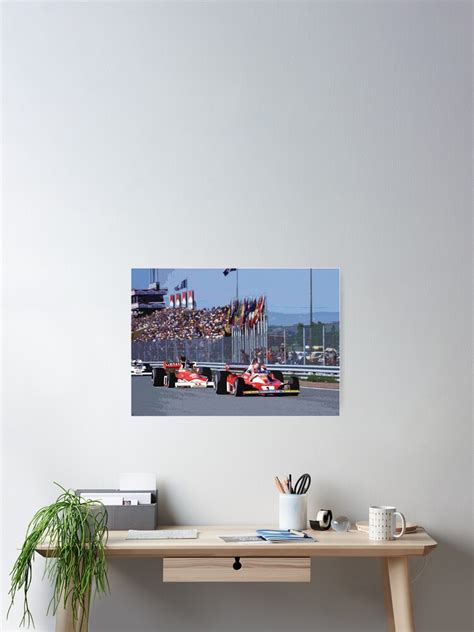 Niki Lauda Racing In Front Of James Hunt In Their 1976 F1 Racing Cars