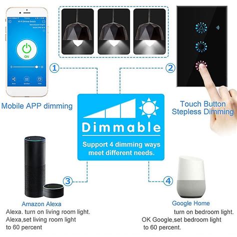 Smart Dimmer LED Press Wifi Light Switch Smart Bulb Dimmer Wall Switch EU UK With APP Voice For
