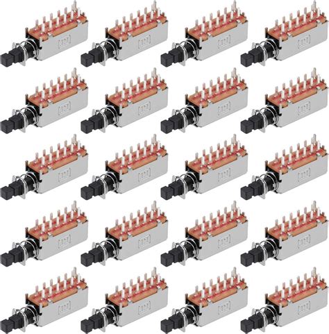 Amazon Com Uxcell Interlock Push Button Switch Piano Type DPDT Pin Row Industrial