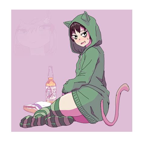 Rule 34 Alcohol Black Hair Blush Cat Boy Cat Ears Cat Tail Catboy