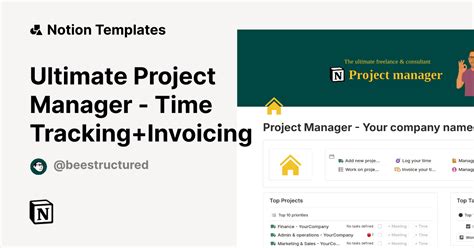 Ultimate Project Manager Time Tracking Invoicing Template Notion Marketplace