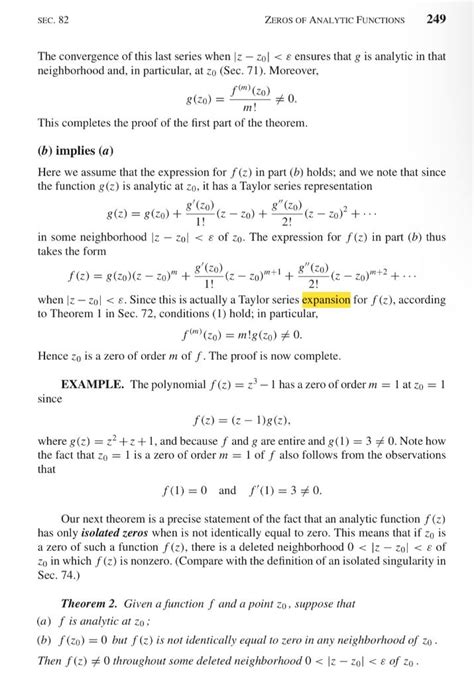 Solved Sec 82 Zeros Of Analytic Functions 249 The