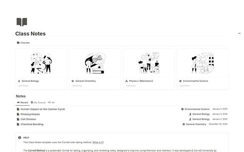 Free Class Notes Templates From Notion Notion Marketplace