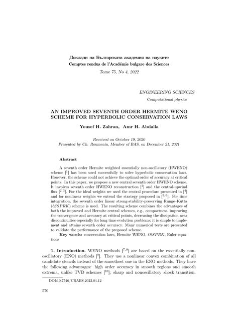 Pdf An Improved Seventh Order Hermite Weno Scheme For Hyperbolic Conservation Laws