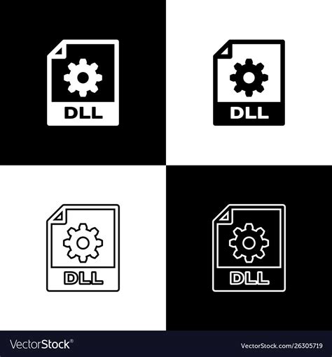 Set Dll File Document Icon Download Dll Button Vector Image