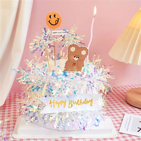 홀로그램 모루 모형 페이퍼 종이 케이크 만들기 4color 반짝이 크리스마스 장식 소품 끈 감도 깊은 취향 셀렉트샵 29cm