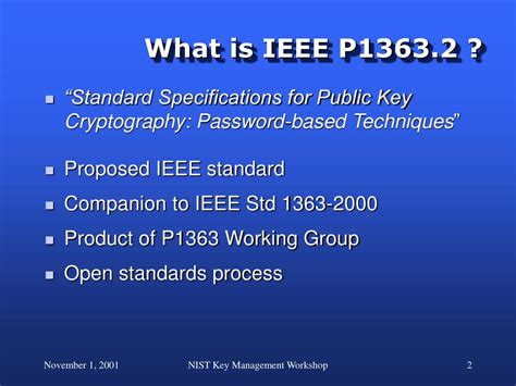 Ppt Ieee P1363 2 Standard Specifications For Password Based Public Key Cryptography