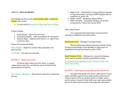 Article Iii Section 1 11 Article 3 Bill Of Rights Bill Of Rights Has The List Of The Most