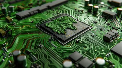 Close Up View Of A Circuit Board With Intricate Patterns And A Plant Close Up View Of A Circuit Board With Intricate Patterns And A Plant