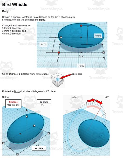 Tinkercad Step By Step Instructions For Bird Whistle By Teach Simple
