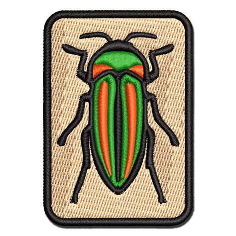 Jewel Beetle Insect Bug Applique Multi Color Embroidered Hook And Loop