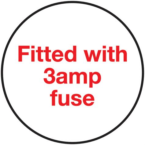 Fitted With 3amp Fuse Plug Warning Labels Seton