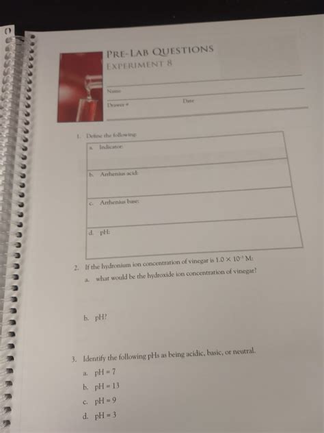 Solved Pre Lab Questions Experiment 8 Name Date Drawer