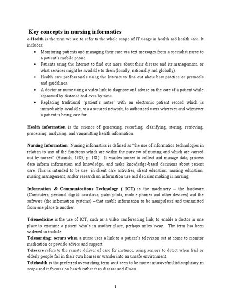 Key Concepts In Nursing Informatics Pdf Health Informatics Nursing