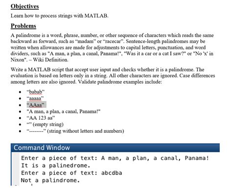 Solved Use Matlab A Palindrome Is A Word Phrase Number