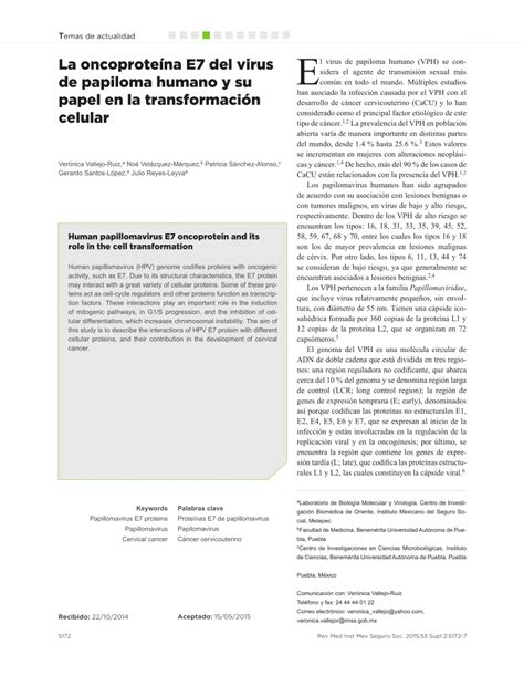 Pdf Human Papillomavirus E7 Oncoprotein And Its Role In The Cell