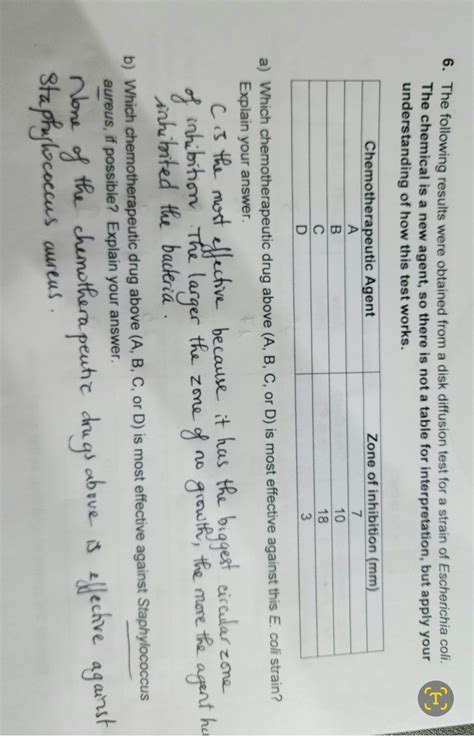 Solved 6 The Following Results Were Obtained From A Disk