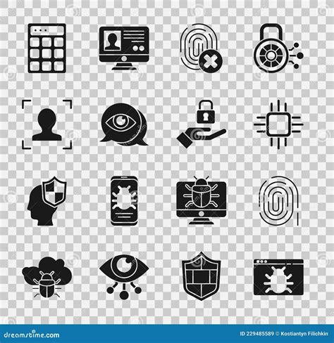 Set System Bug Fingerprint Processor With Microcircuits Cpu