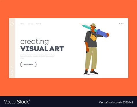Designer Creating Visual Art Landing Page Template