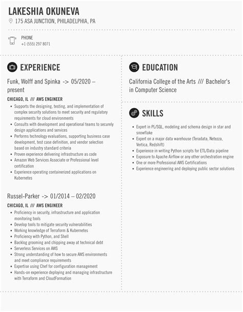 Aws Engineer Resume Samples Velvet Jobs