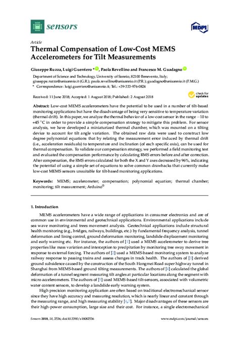 Pdf Thermal Compensation Of Low Cost Mems Accelerometers For Tilt Measurements Paola