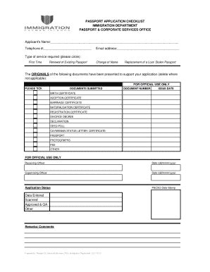 Passport Application Checklist Blank Fillable Template Fill Out Print And Download Pdf