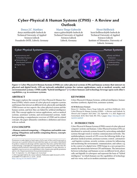 pdf cyber physical and human systems cphs a review and outlook
