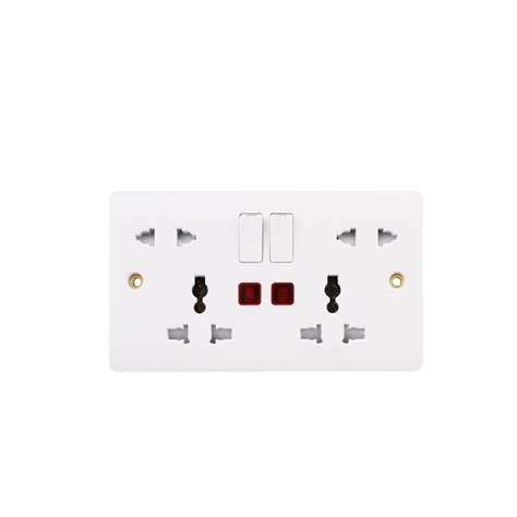 Vgt Multi Switch Socket 2 Gang With Light Roojee Co Ltd Quincaillerie
