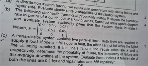 Solved A Distribution System Having Two Repairable