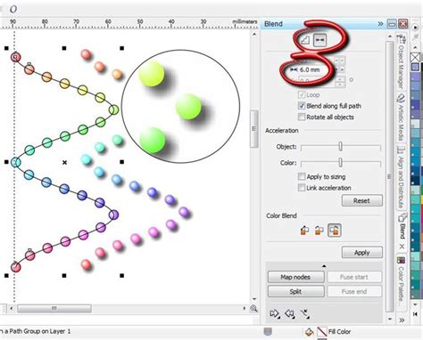 Help Rhinestones Blend Tool Manual Distance Placement CorelDRAW X5 CorelDRAW Graphics Suite