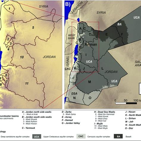Showing Considered A Surface And B Groundwater Basins In Jordan