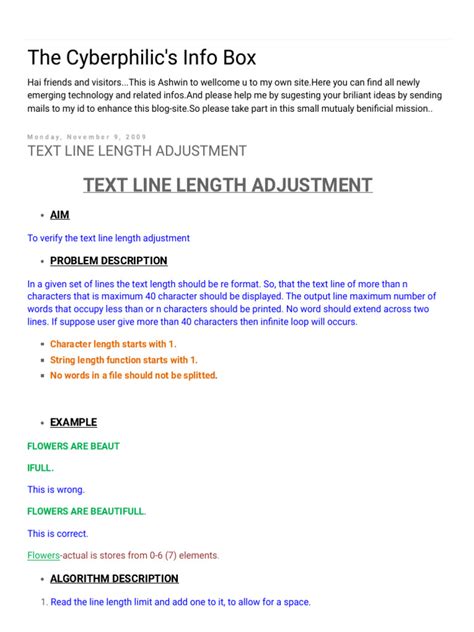 The Cyberphilics Info Box Text Line Length Adjustment Pdf String Computer Science
