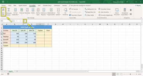 Excel de Formüller ve Formüllerin Yapısı Temel Düzey Excel Dersleri