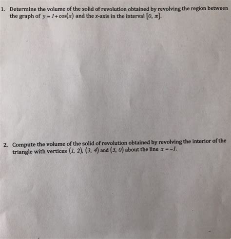 Solved Calculus Problems Topic Disk And Shell Method Chegg Com