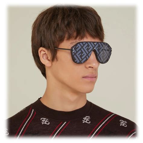 Fendi Fendi Fabulous Shield Sunglasses Gray Sunglasses Fendi Eyewear Avvenice
