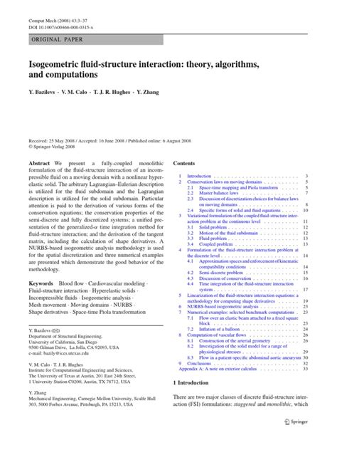 isogeometric fluid structure interaction theory algorithms and
