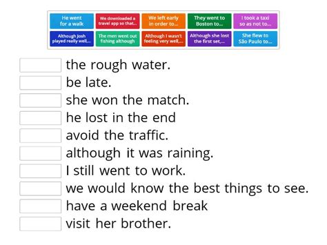 Clauses Of Contrast And Purpose Match Up