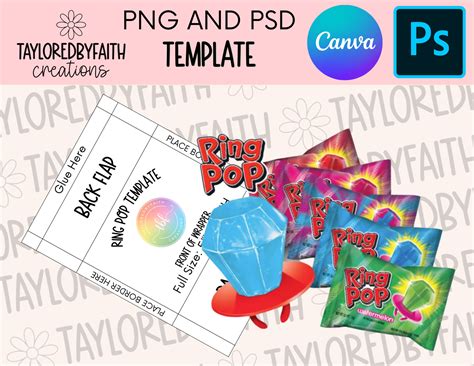 Ring Pop Wrapper Template Party Favor Digital File Etsy