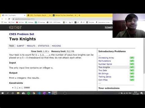 TWO KNIGHTS CSES PROBLEM SET SOLUTION YouTube