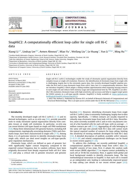 pdf snaphic2 a computationally efficient loop caller for single cell