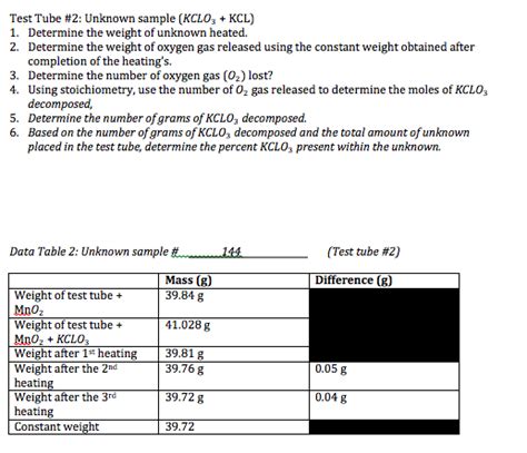 Solved Unknown Sample Kclo 3 Kcl Determine The Weight