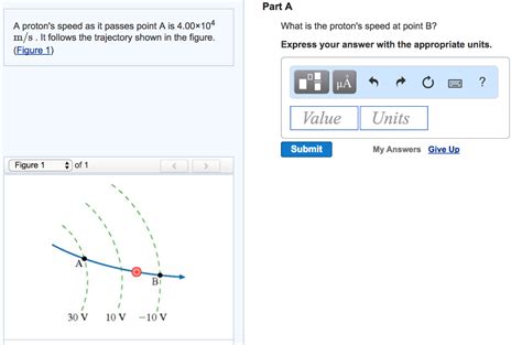 Solved A Proton S Speed As It Passes Point A Is Times Chegg