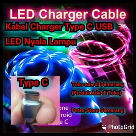 Jual Kabel Charger Type C Led Kabel Cas Type C Nyala Warna Random Kota Semarang Putra Store