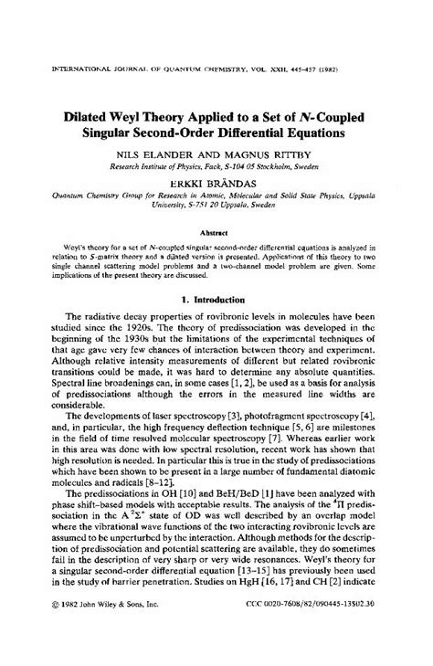 Pdf Dilated Weyl Theory Applied To A Set Of N Coupled Singular Second