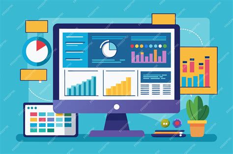 A Computer Screen Displays Various Data Charts And Graphs Including Bar